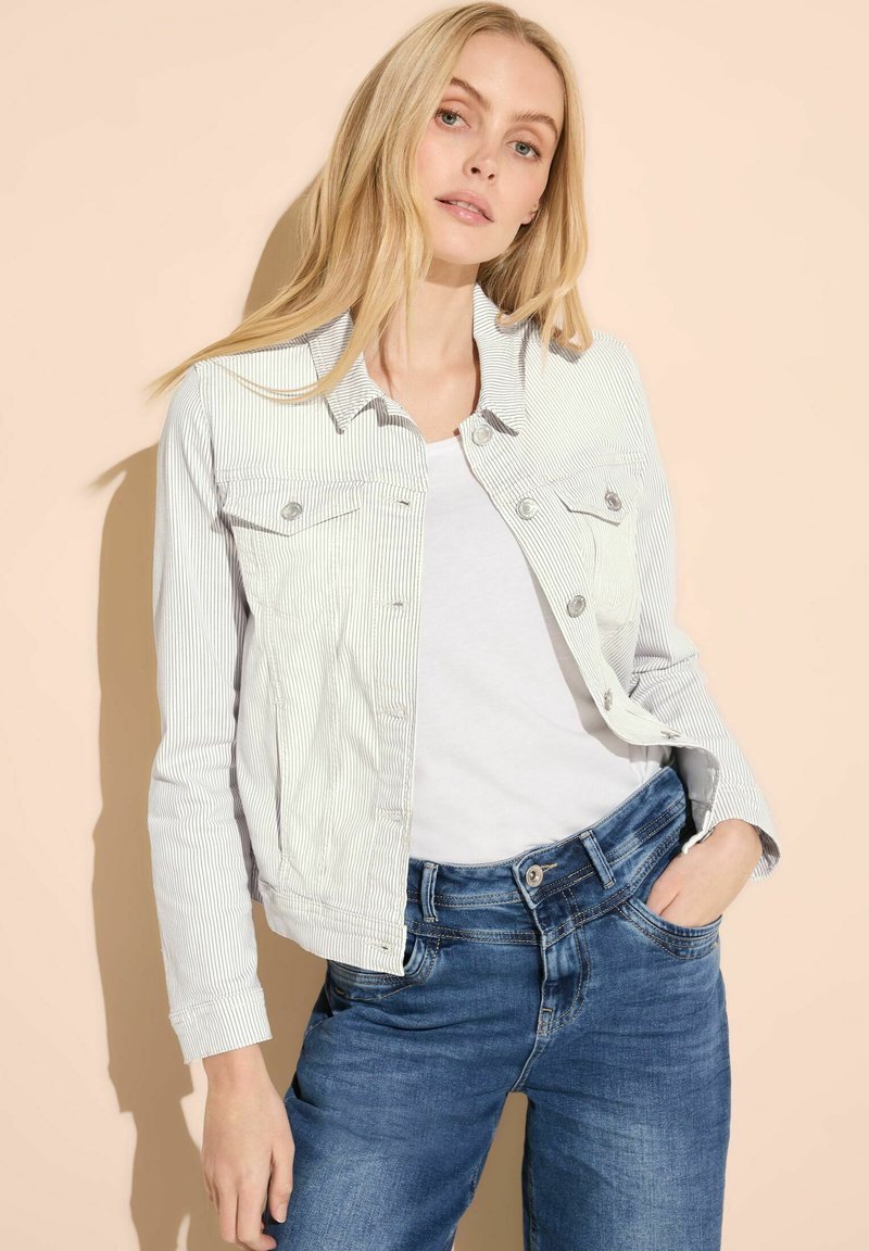 Street One GESTREIFTE - Denim jacket - beige/sand - Zalando