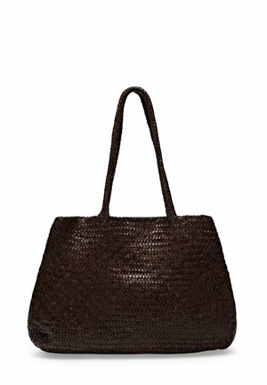 Massimo Dutti FLOWER DETAIL SHOULDER - Schoudertas - dark brown ...