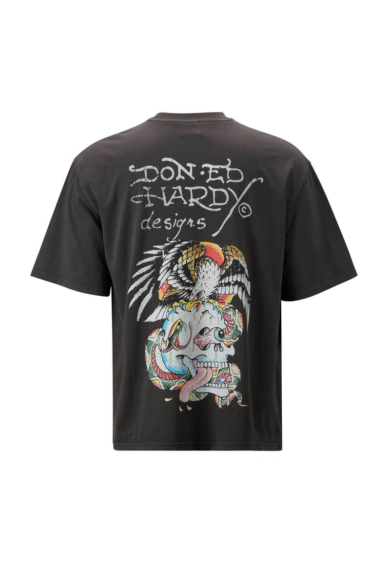 Ed Hardy EAGLE SKULL BACK RELAXED - T-shirt print - charcoal ...