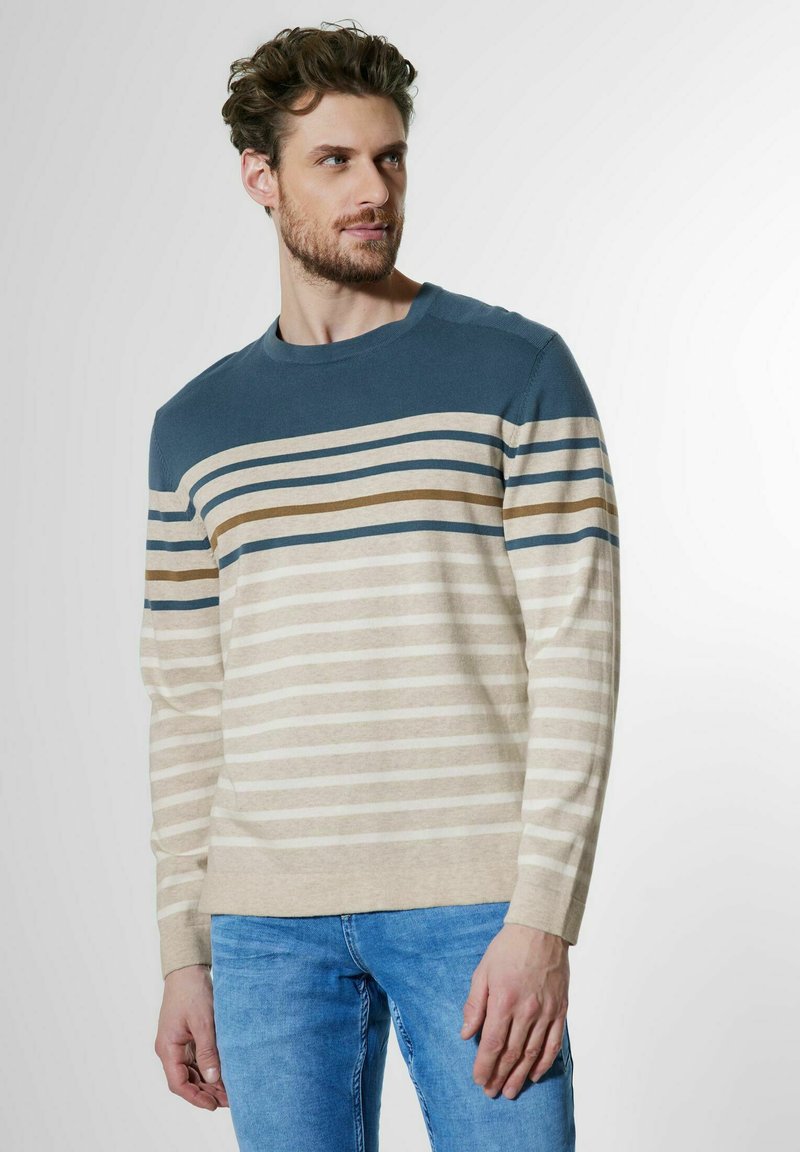 Street One MEN GESTREIFTER - Jumper - beige - Zalando.de