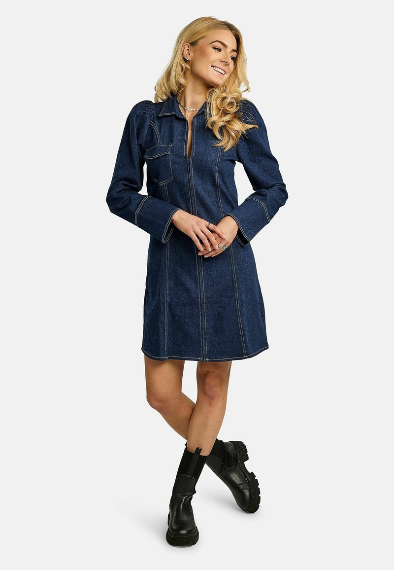 Liberté Essentiel ASTA LS VNECK - Farmerruha - blue denim/kék - Zalando.hu