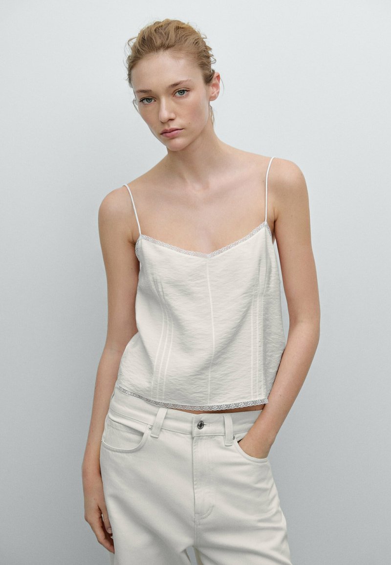 Massimo Dutti WITH BUTTON - Top - white - Zalando