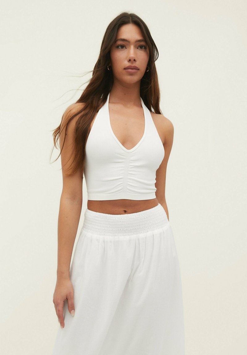 Stradivarius GATHERED HALTER - Top - white/weiß - Zalando.de