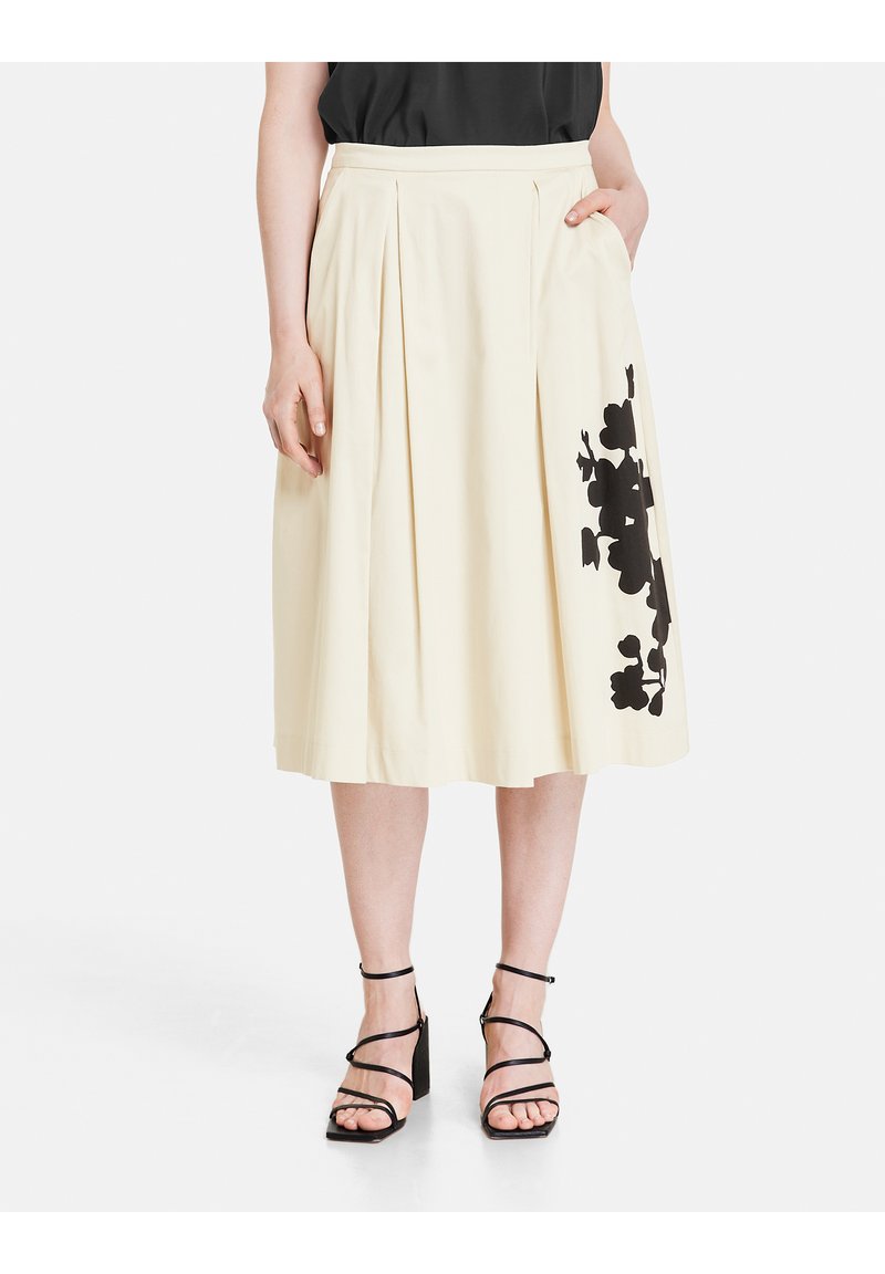 Taifun MIT PLATZIERTEM FLORAL-PRINT - Jupe trapèze - light creme gemustert/beige - ZALANDO.BE