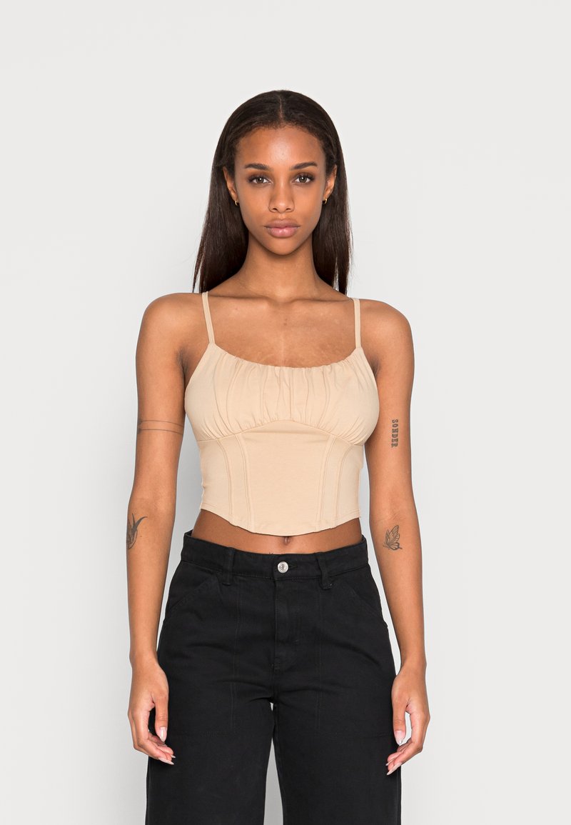 Hollister Co. BARE RUCHED BUST SEAMED WAIST - Top - irish cream/bež ...