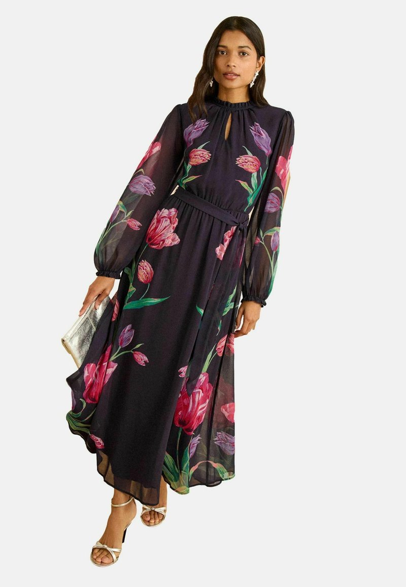 Love & Roses REGULAR FIT - RUFFLE NECK MIDI - Rochie maxi - navy tulip ...