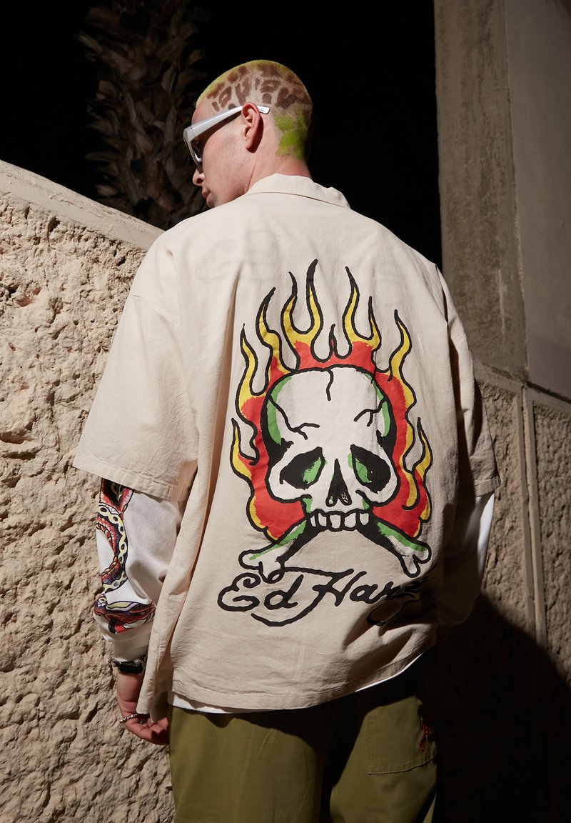 Ed Hardy FLAMES CAMP - Overhemd - ecru/beige - Zalando.nl