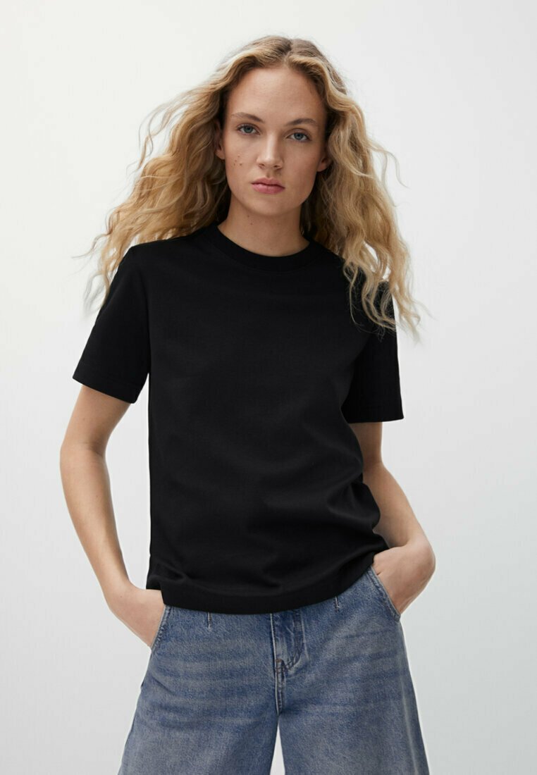 Massimo Dutti Basic T-shirt - black - Zalando.co.uk