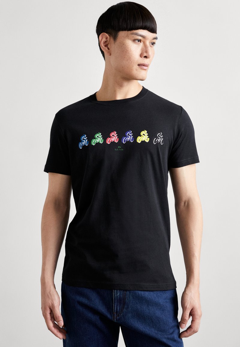 PS Paul Smith MENS SLIM FIT BIKE REPEAT - Triko s potiskem - blacks/černá - Zalando.cz