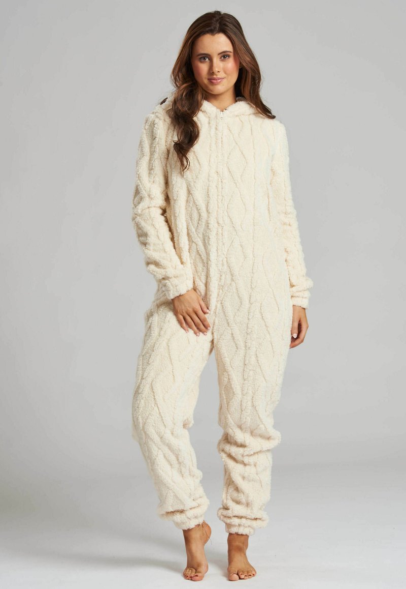 Loungeable CABLE CUT BORG ALL-IN-ONE - Pyjamas - cream/offwhite ...