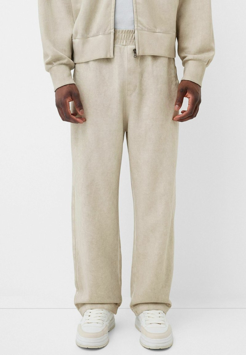 Bershka FADED INTERLOCK - Trousers - beige - Zalando.ie