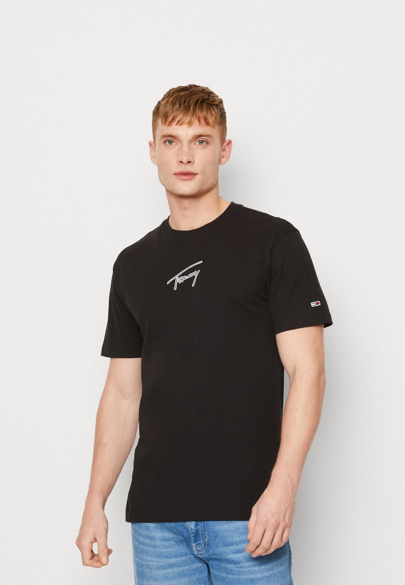 Tommy Jeans SIGNATURE TEE UNISEX - Basic T-shirt - black - Zalando.co.uk