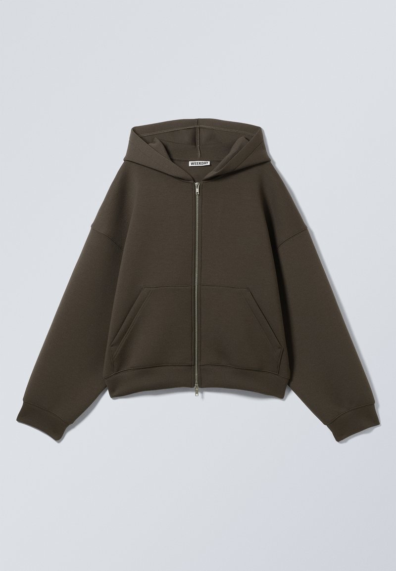 Weekday ZIP HOODIESCUBA - Zip-up sweatshirt - dark brown - Zalando.co.uk