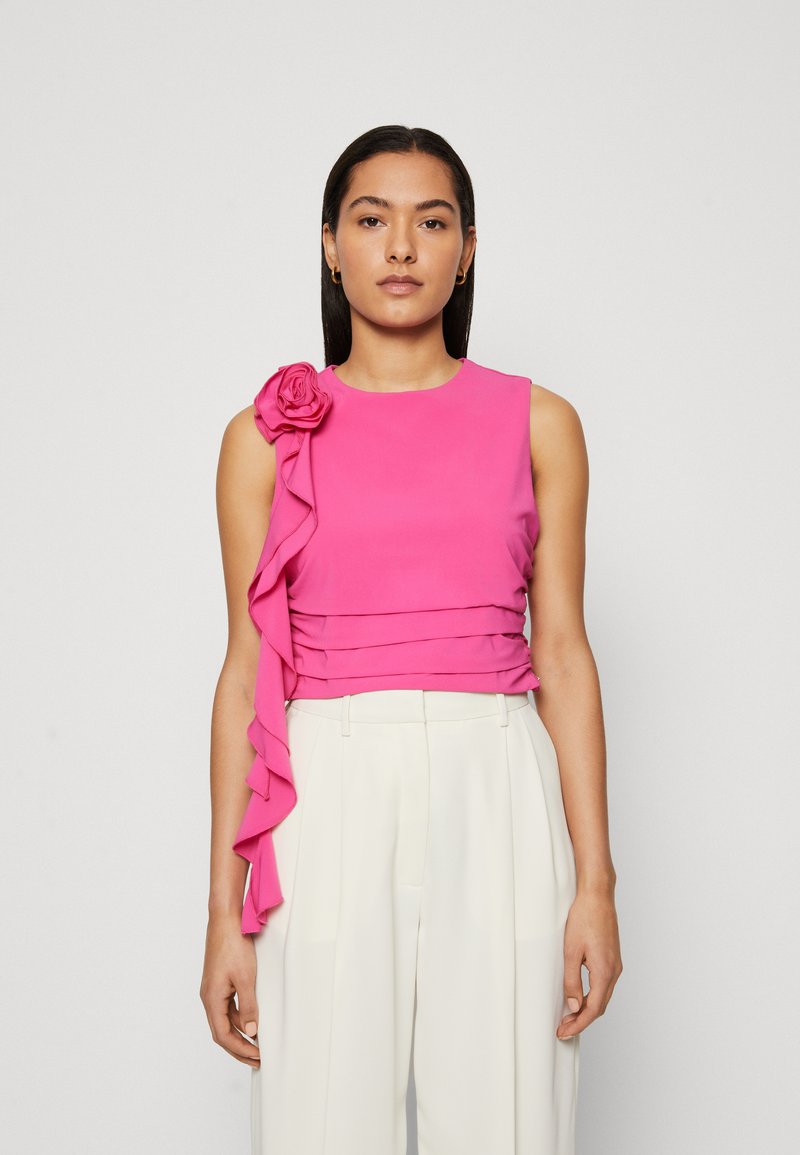 Abercrombie & Fitch BACH BARE FLOWER RUFFLE - Top - raspberry rose ...