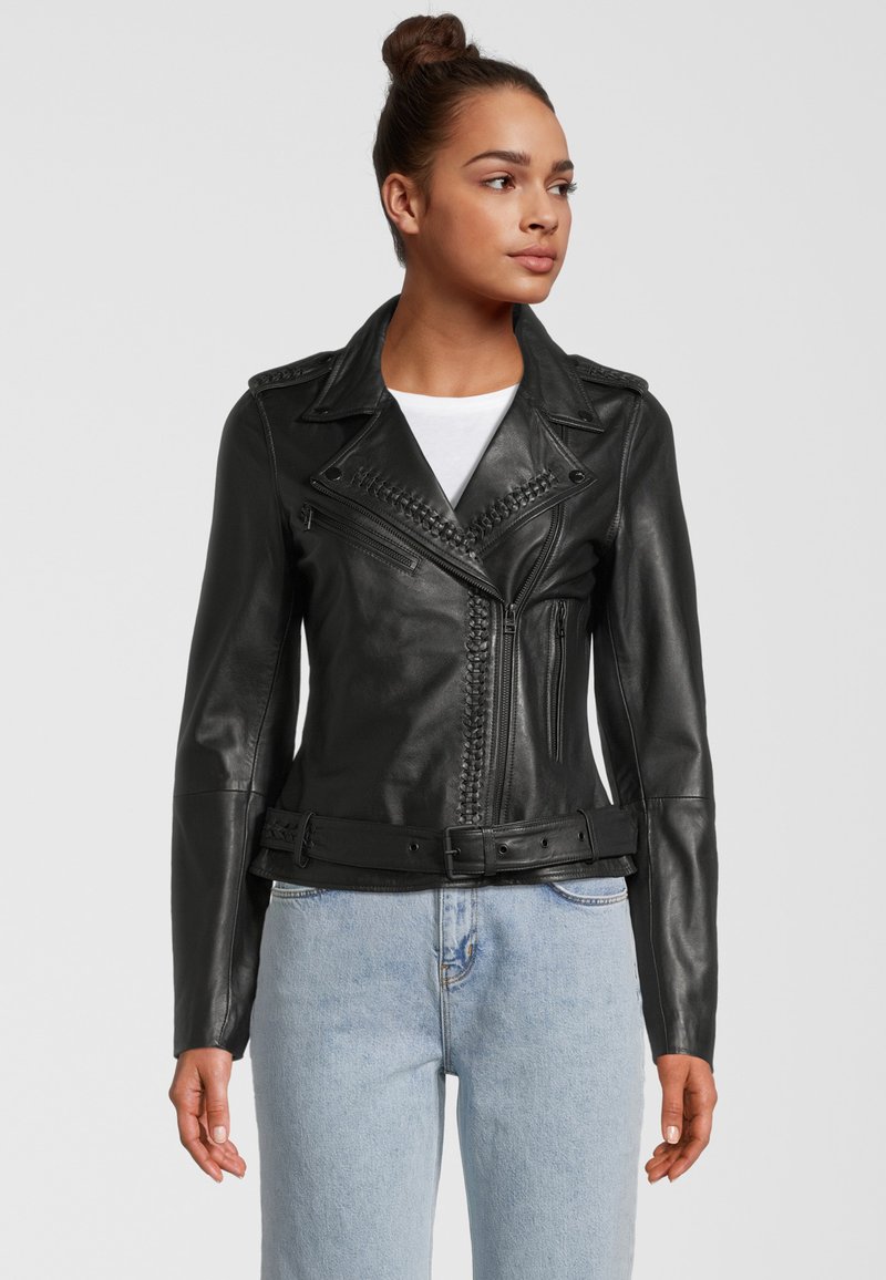 Goosecraft JADE BRAIDED - Leather jacket - black - Zalando