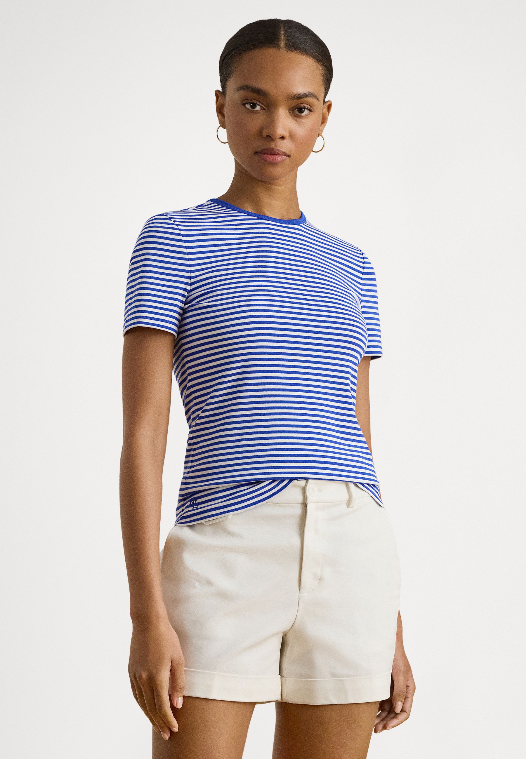 Lauren Ralph Lauren Petite STRIPED STRETCH COTTON CREWNECK TEE - T