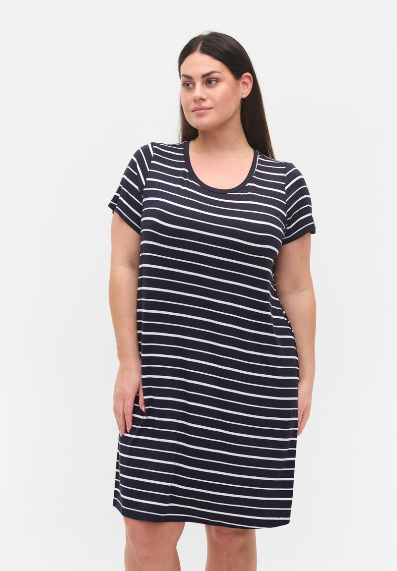 Zizzi Jersey dress - night sky stripe/blue - Zalando.de