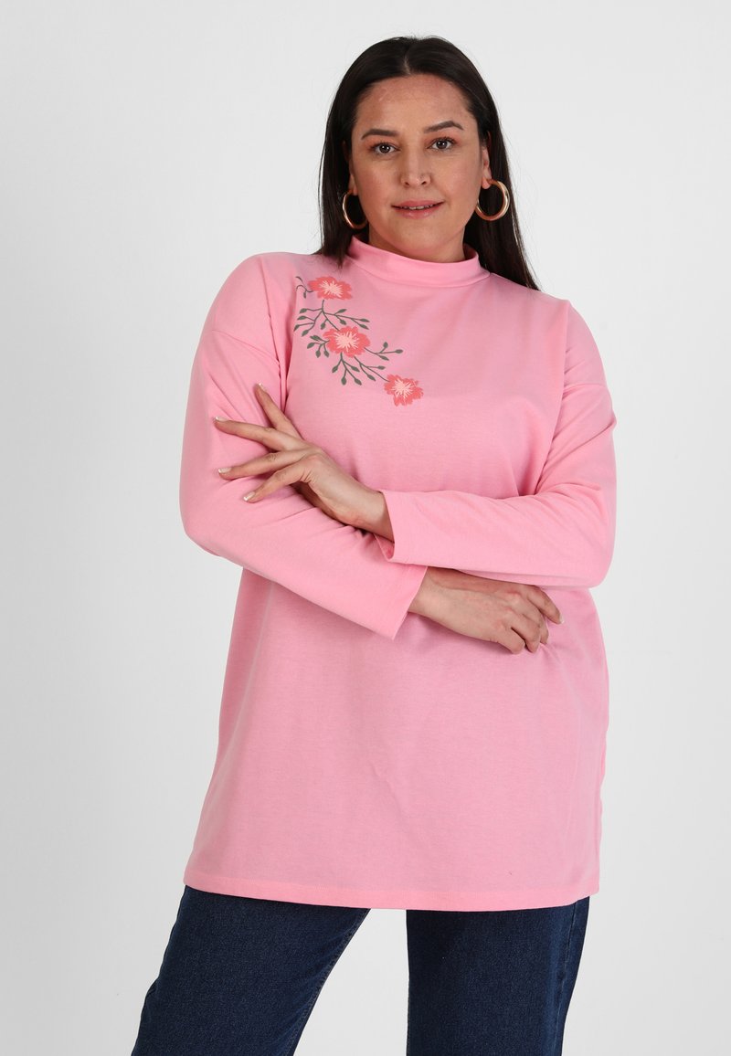 Modanisa CREW NECK PLUS SIZE ALIA - Langærmet T-shirt - pink - Zalando.dk