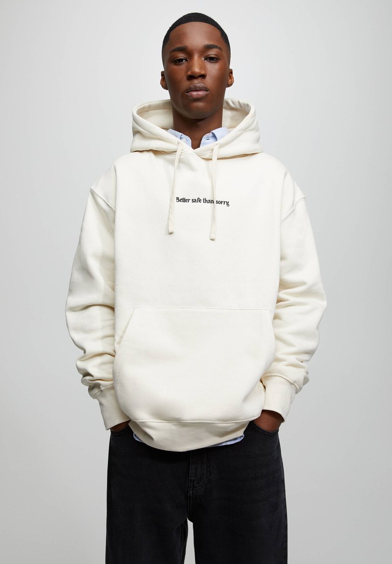 PULL&BEAR WITH CONTRAST PRINT - Hanorac - mottled beige/bej marmorat ...