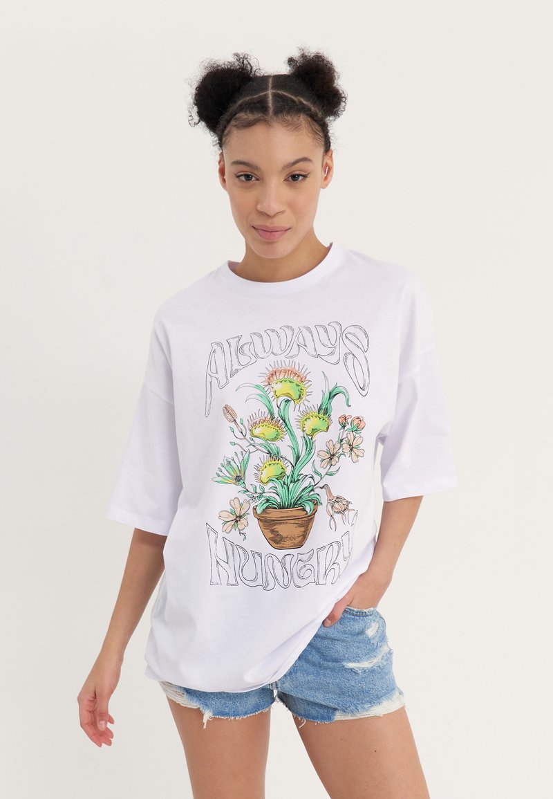 Even&Odd Print T-shirt - white - Zalando.co.uk