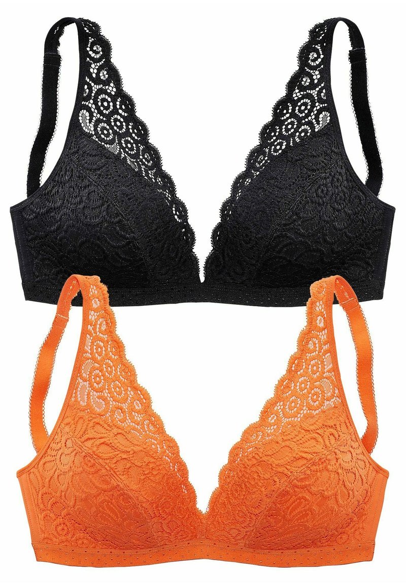 LASCANA 2 PACK - Triangel BH - orange + schwarz/orange - Zalando.ch