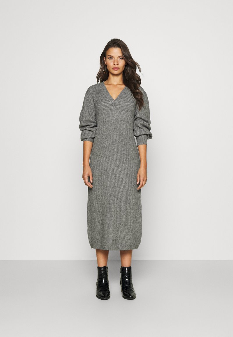Object Petite OBJMALENA DRESS - Jumper dress - medium grey melange/grey ...