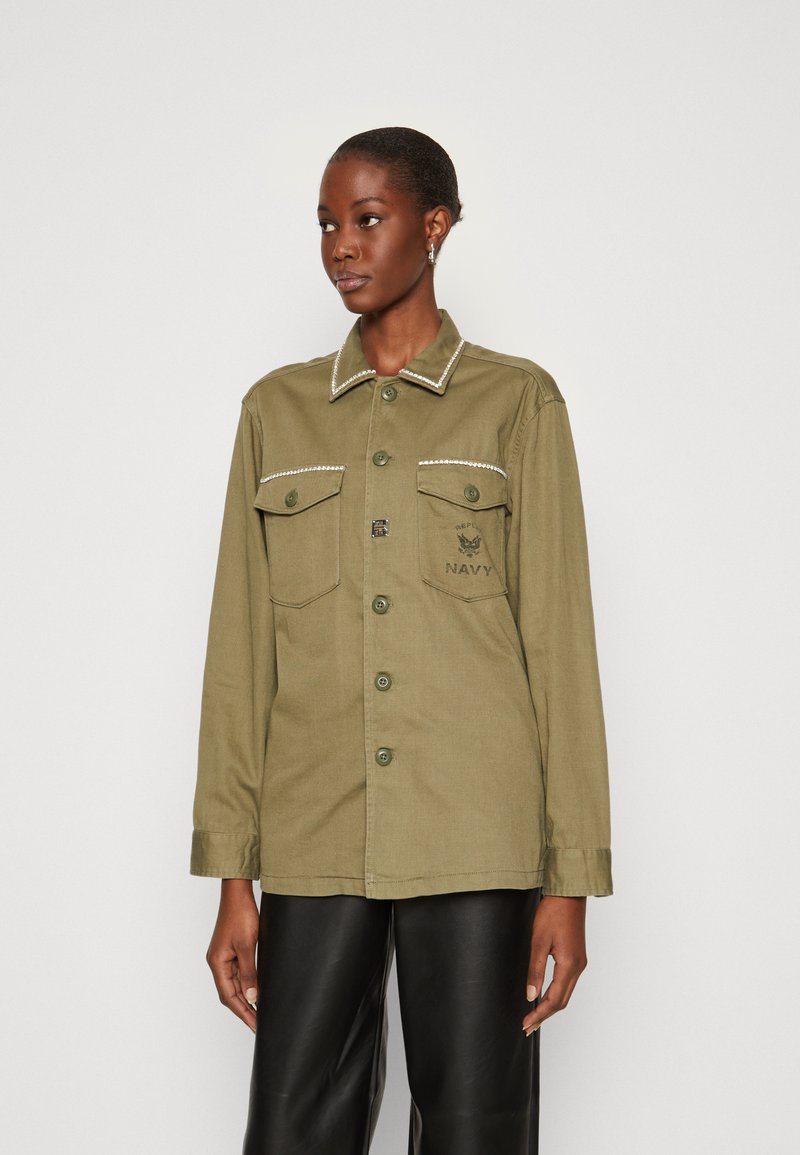 Replay Button-down blouse - light military/khaki - Zalando.ie