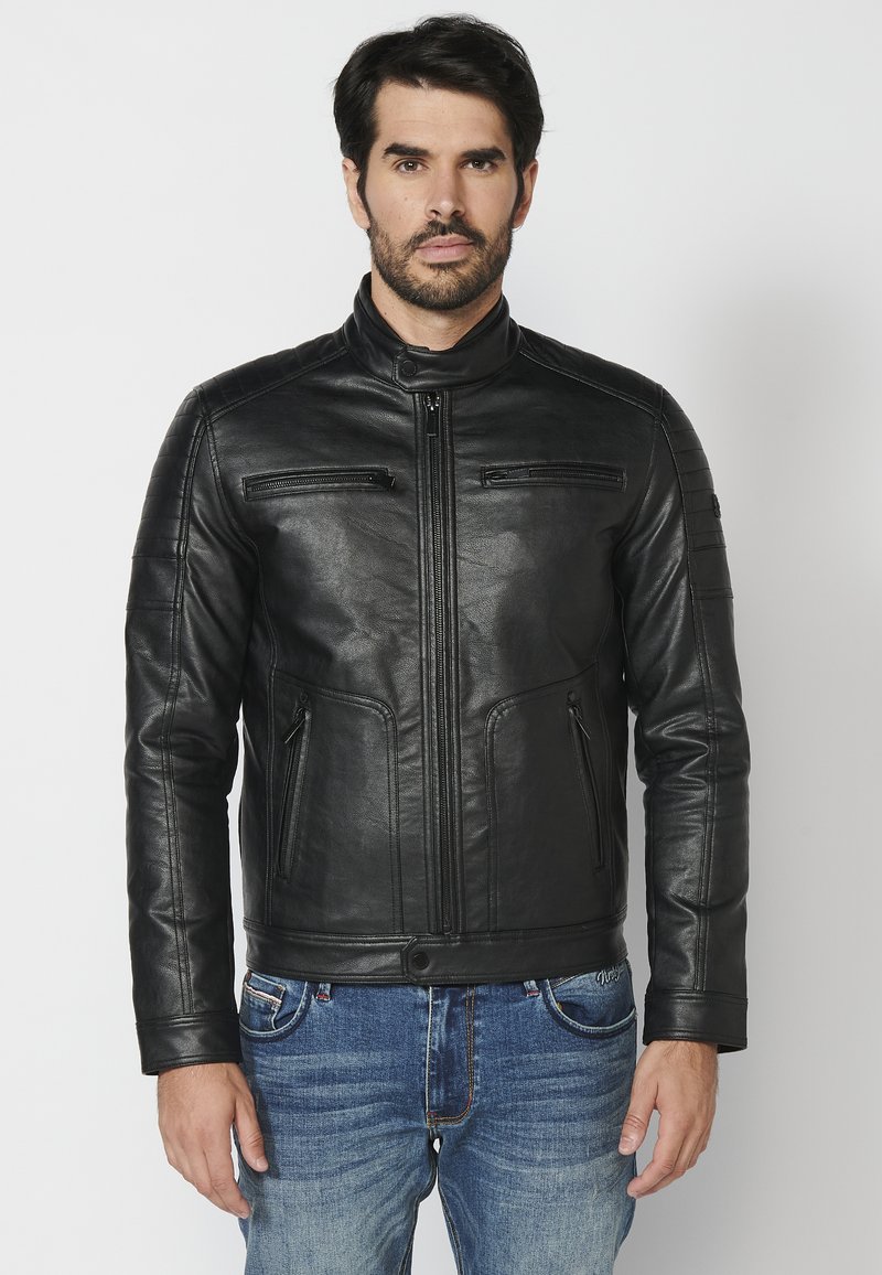 Koroshi KOROSHI SKIN EFFECT - Faux leather jacket - black - Zalando