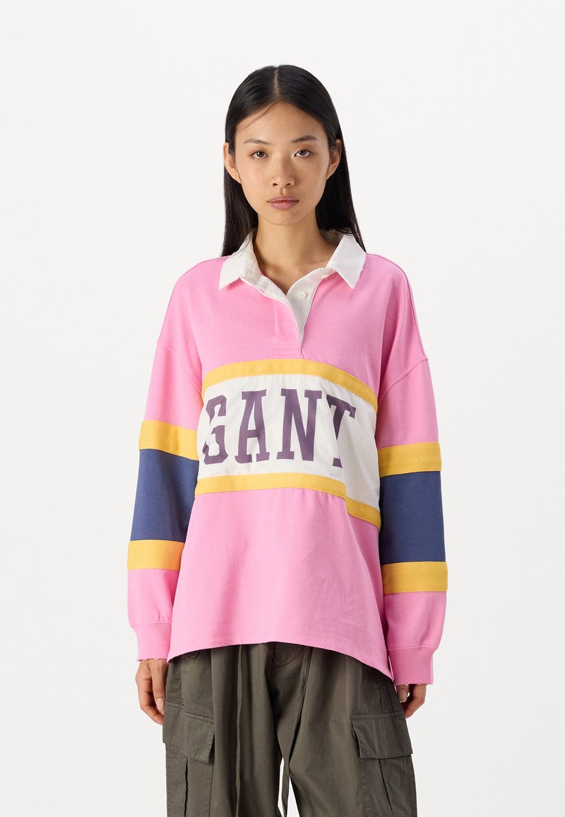 GANT COLOR BLOCK RUGGER - Sweatshirt - candy pink/pink - Zalando.co.uk