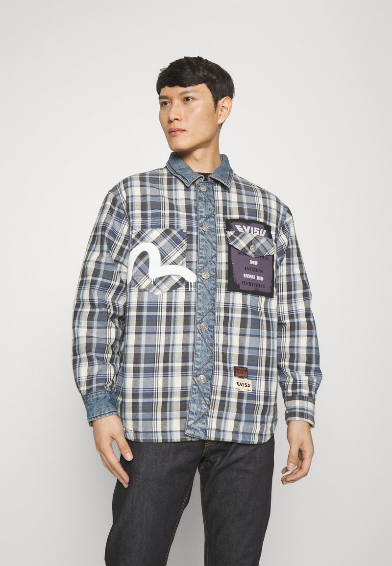 Evisu SEAGULL POSTER PADDED SHIRT JACKET - Light jacket - blue/blue ...