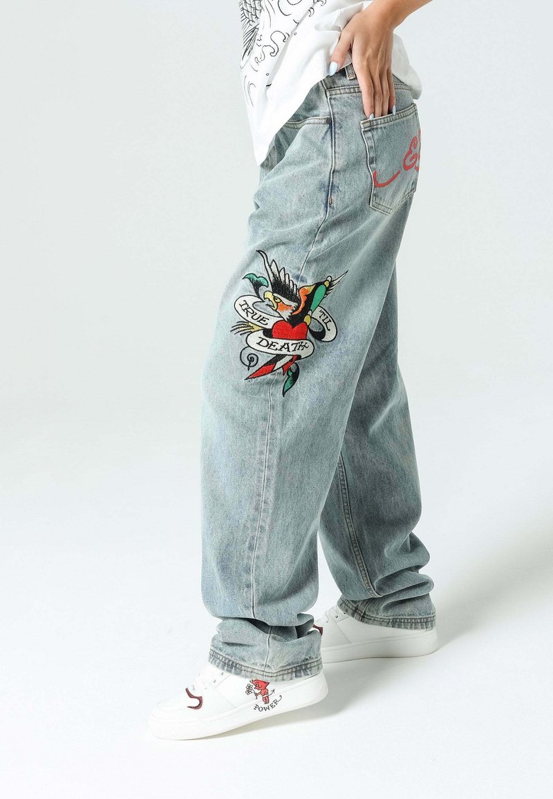 Ed Hardy Relaxed fit jeans - bleach/gebleekt denim/bleached denim ...