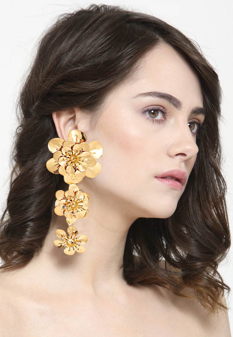 Avant-Garde Paris FLOWER DANGLE DROP - Earrings - gold coloured/gold ...