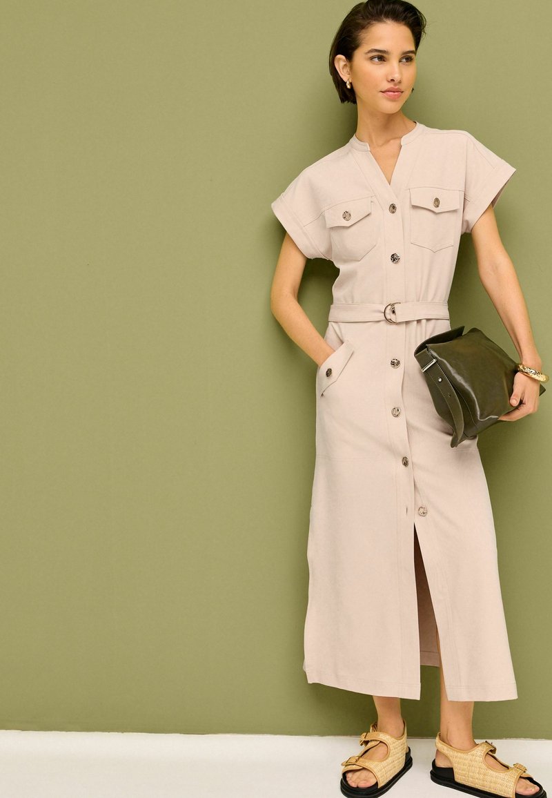 Next UTILITY MIDI REGULAR FIT - Vestido camisero - neutral/beige ...