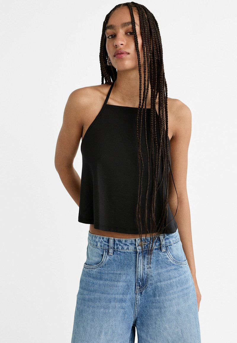 Stradivarius HALTER WITH OPEN BACK - Top - black/zwart - Zalando.be