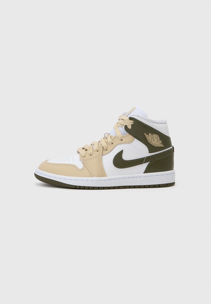 Jordan AIR JORDAN 1 MID - Zapatillas altas - white/med olive/rattan ...