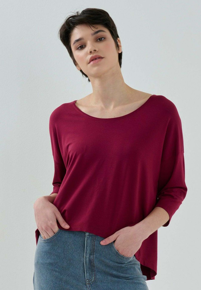 anou anou CLASSIC BLOUSE - T-shirt à manches longues - maroon/bordeaux ...