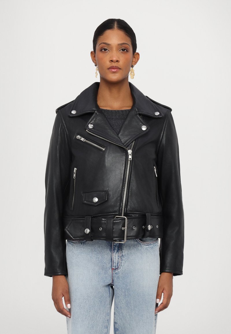 STAND STUDIO Kurtka skórzana/czarny - Zalando.pl