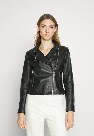 BOSS SAMELI - Leather jacket - black - Zalando.co.uk
