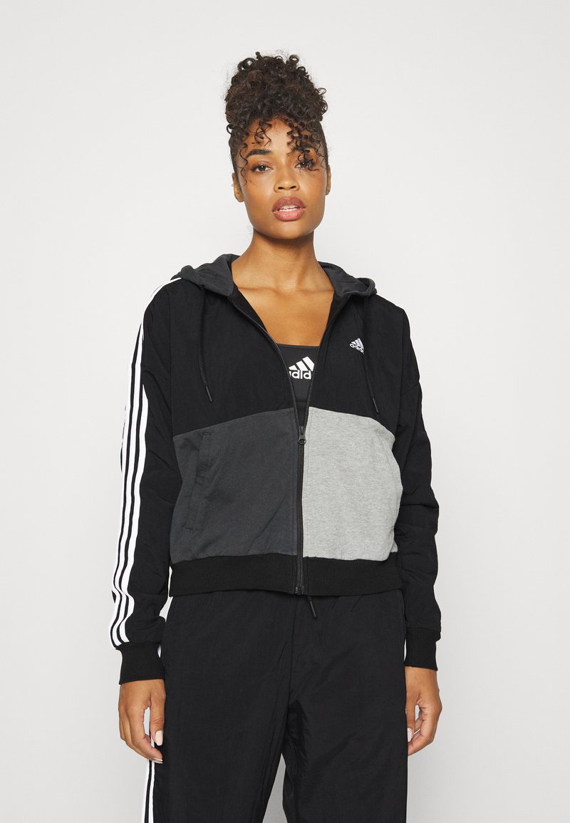 adidas Performance Užtrauktuku užsegamas treningas - black/carbon ...