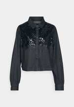 KARL LAGERFELD SPARKLE - Button-down blouse - black denim/black ...