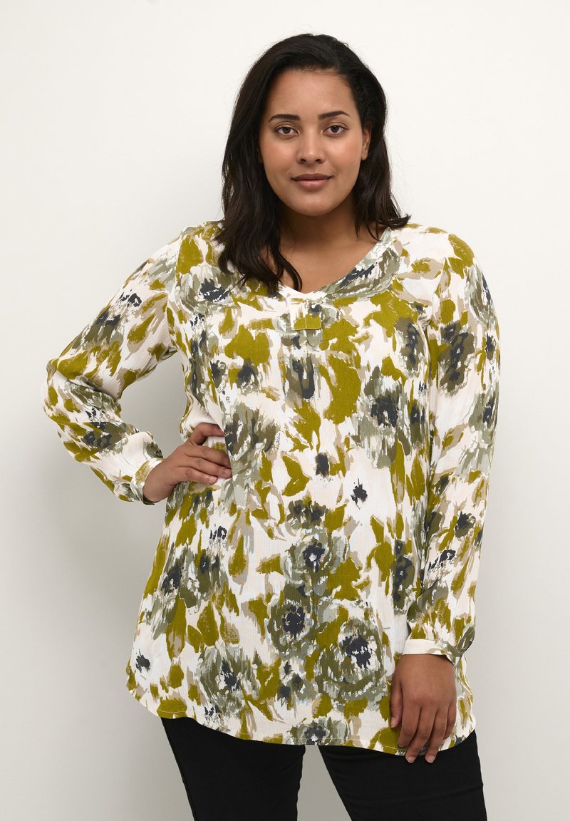 Kaffe Curve KCSIVIO - Tunique - apple green sand flower/vert - ZALANDO.BE