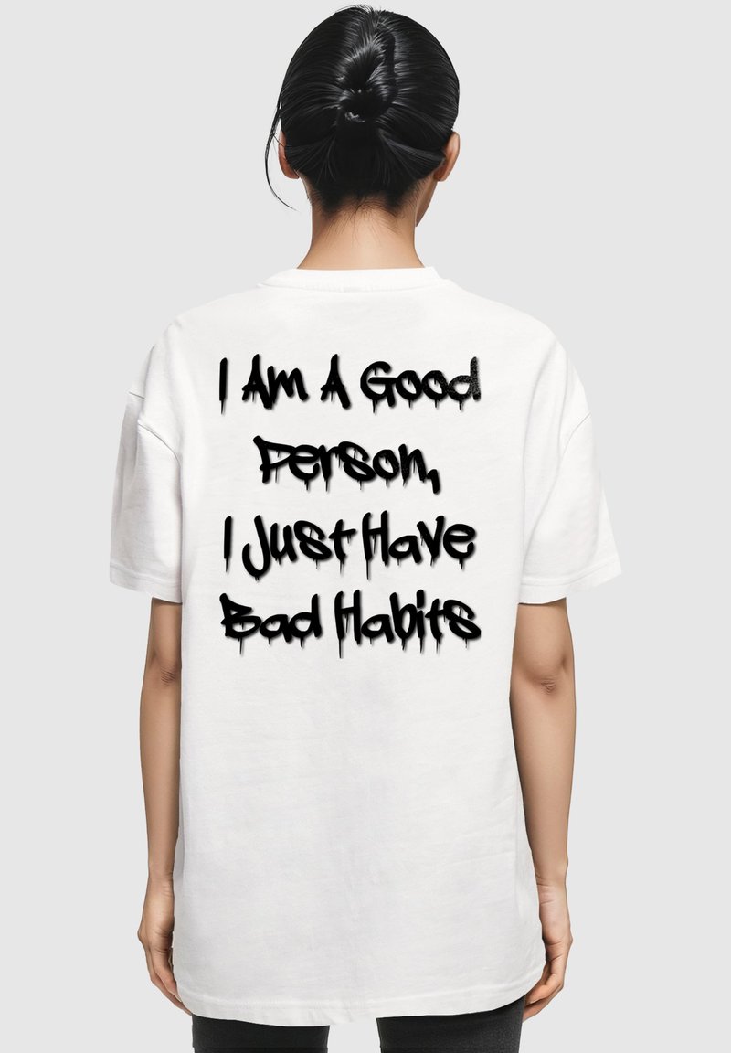 Merchcode BAD HABITS BOYFRIEND - Camiseta estampada - white/blanco ...