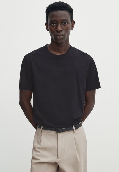 Massimo Dutti SHORT SLEEVE - T-Shirt basic - black/schwarz - Zalando.ch