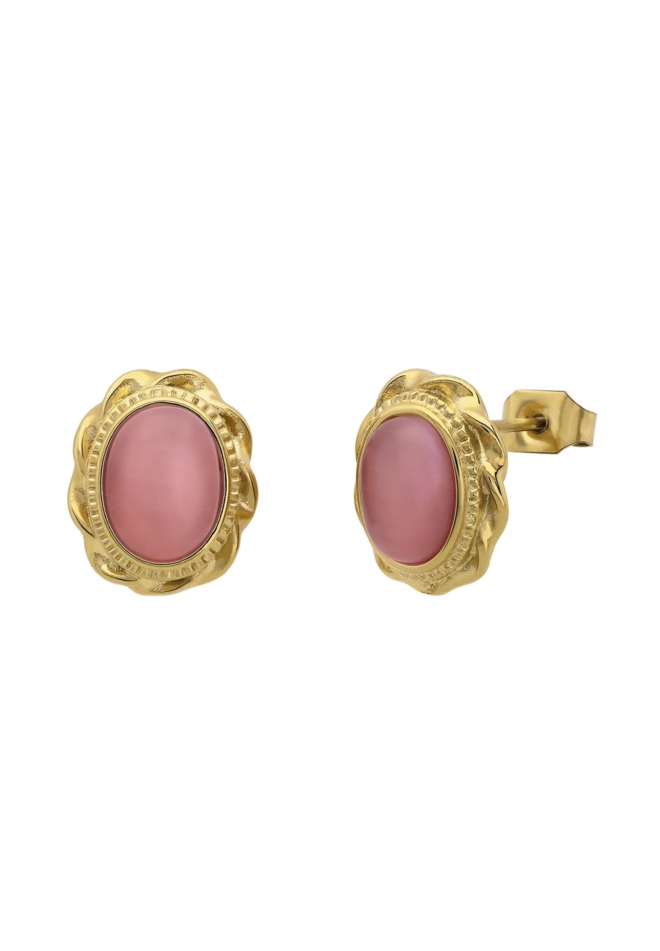 Pink coral earrings gold store