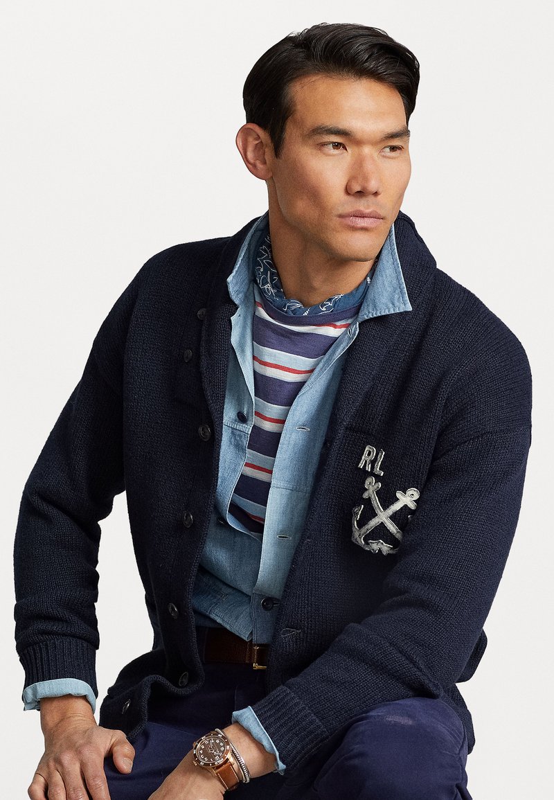 Polo Ralph Lauren Long Sleeve Cardigan Navy Dark Blue Uk