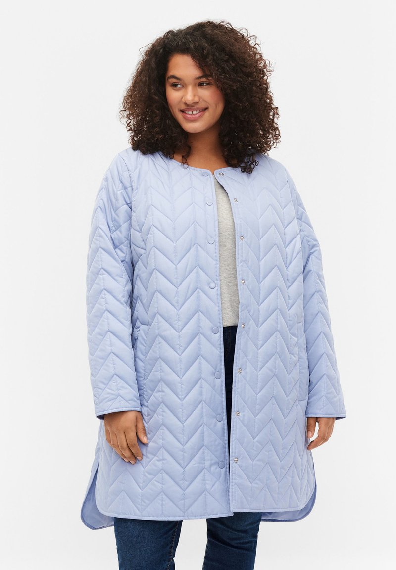 Zizzi QUILTED WITH BUTTONS - Winter coat - eventide/blue - Zalando.ie