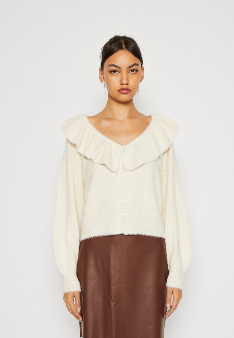 VILA VIHELLY FRILL CARDIGAN - Strickjacke - birch/offwhite - Zalando.ch