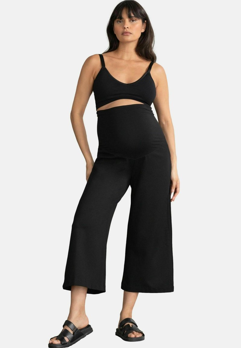Seraphine OVERBUMP MATERNITY CROPPED WIDE LEG - Nohavice - black/čierna ...