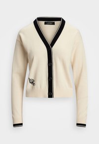 Lauren Ralph Lauren Petite TWO-TONE COTTON-BLEND CARDIGAN - Cardigan - mascarpone cream/black ...