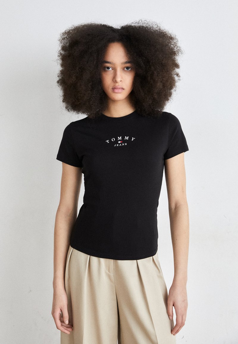 Tommy Jeans SLIM ESSENTIAL LOGO - Basic T-shirt - black - Zalando.de